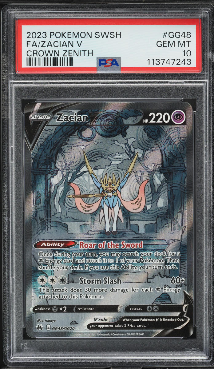 2023 Pokemon Sword & Shield Crown Zenith Full Art Zacian V #GG48 PSA 10 ...