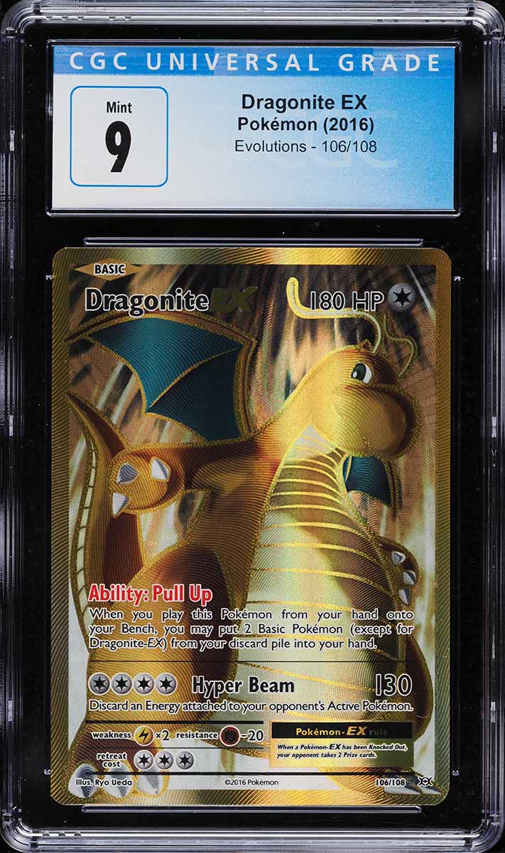 2016 Pokemon XY Evolutions Full Art Dragonite EX #106 CGC 9 MINT on ...