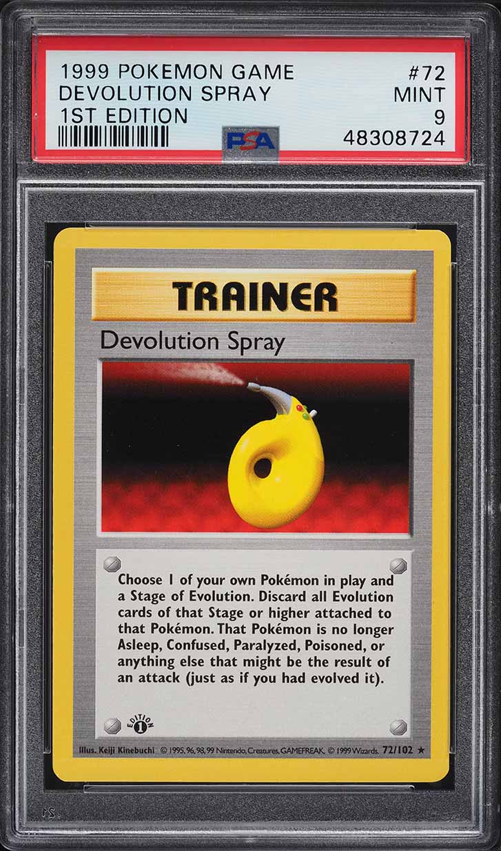 1999 Pokemon Base Set Shadowless 1st Edition Devolution Spray #72 PSA 9 ...