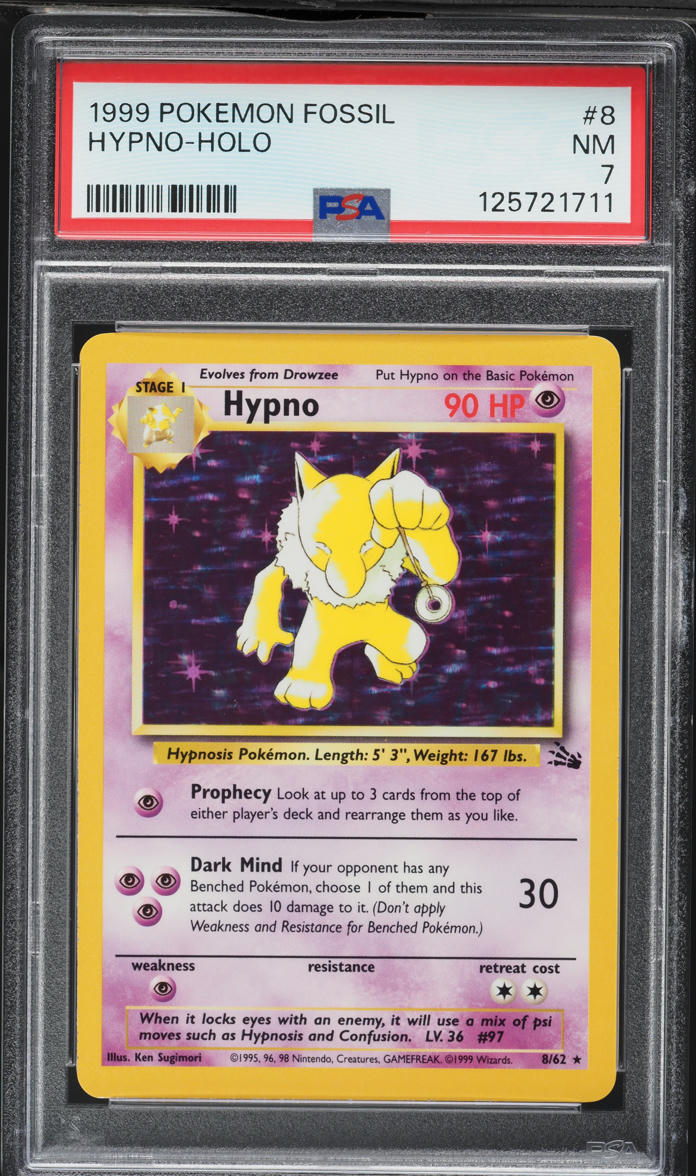 1999 Pokemon Fossil Holo Hypno #8 PSA 7 NRMT on Fanatics Collect