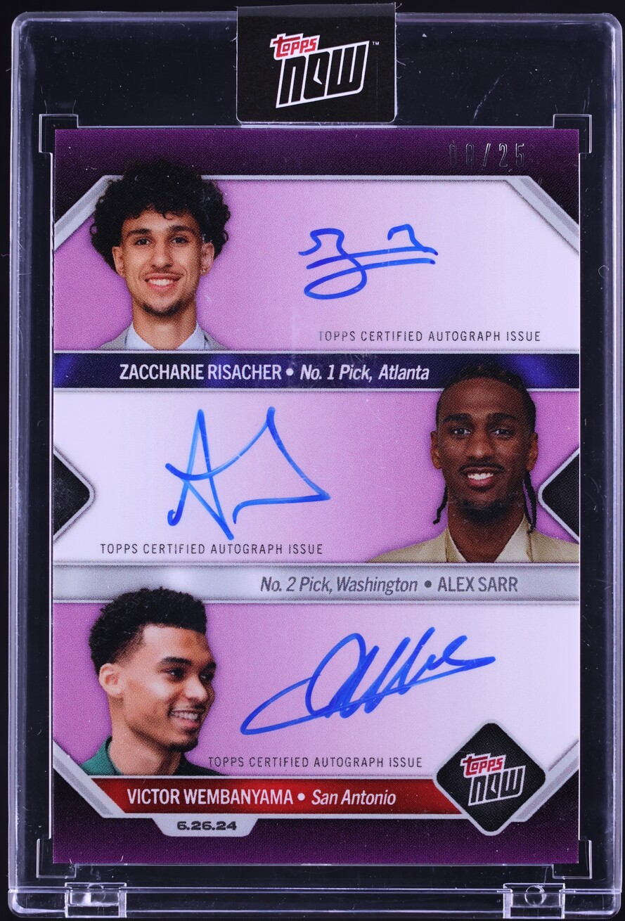 2024 Topps Now Purple Zaccharie Risacher Alex Sarr Victor Wembanyama ...