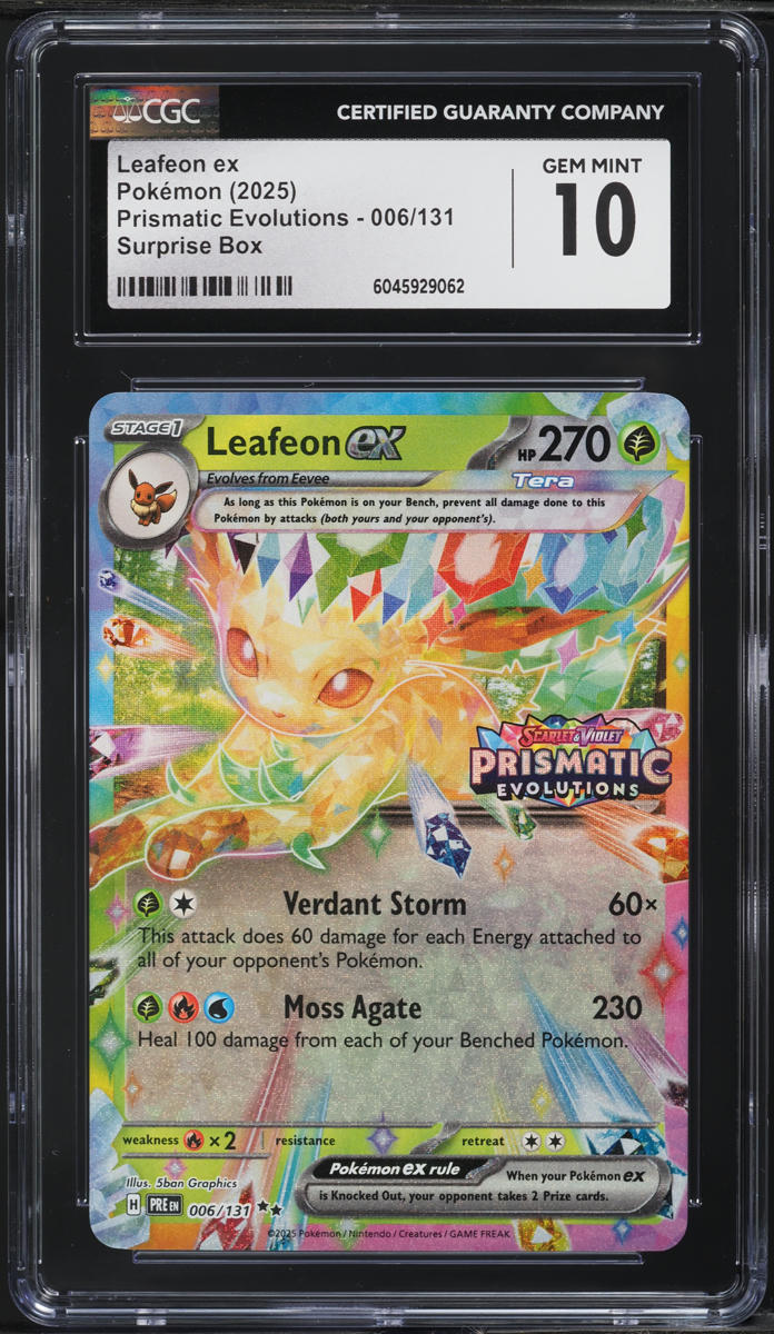 2025 Pokemon SV Prismatic Evolutions Surprise Box Leafeon ex #6 CGC 10 GEM MINT on Fanatics Collect