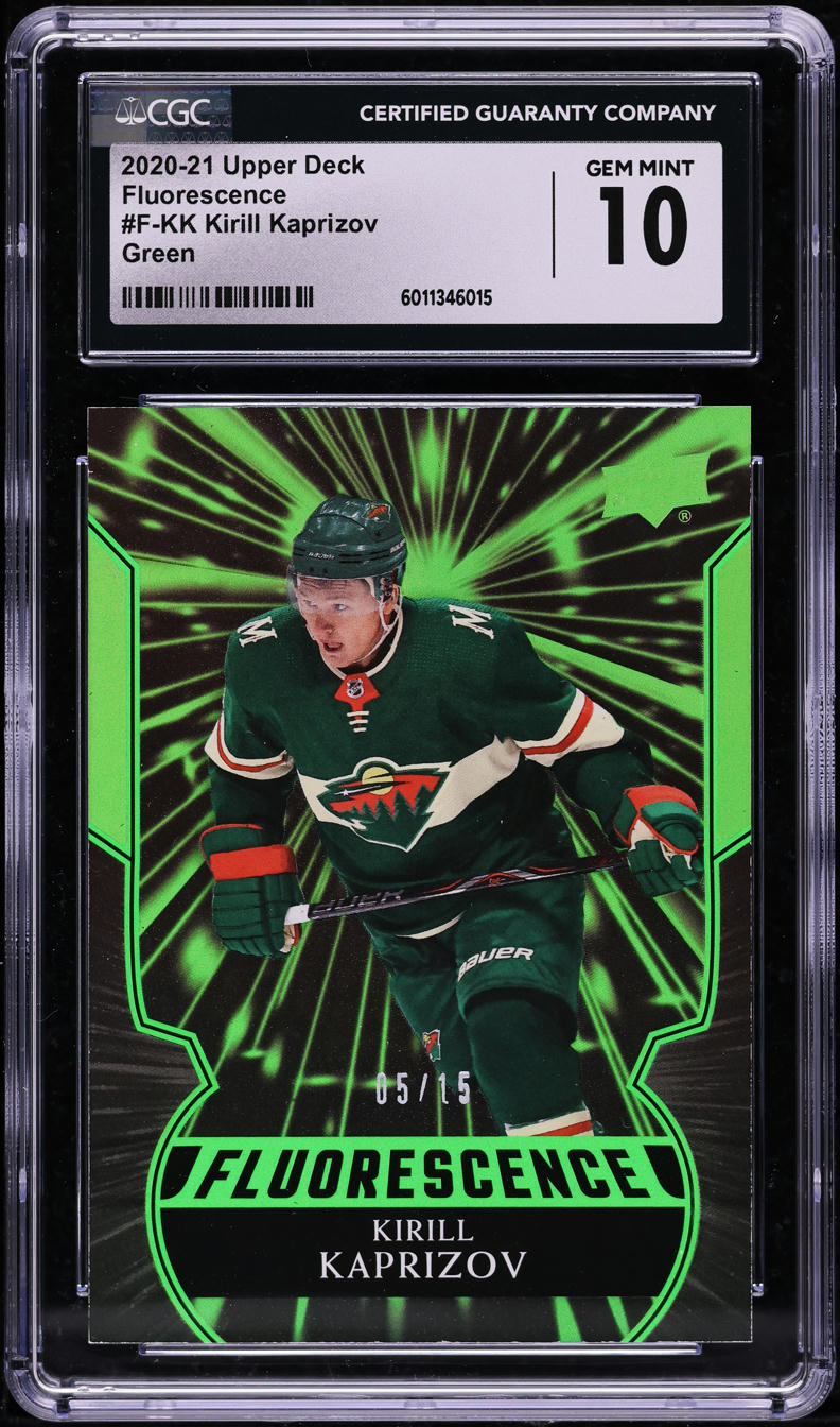 2020 Upper Deck Green Kirill Kaprizov ROOKIE /15 #F-KK CGC 10 GEM MINT ...