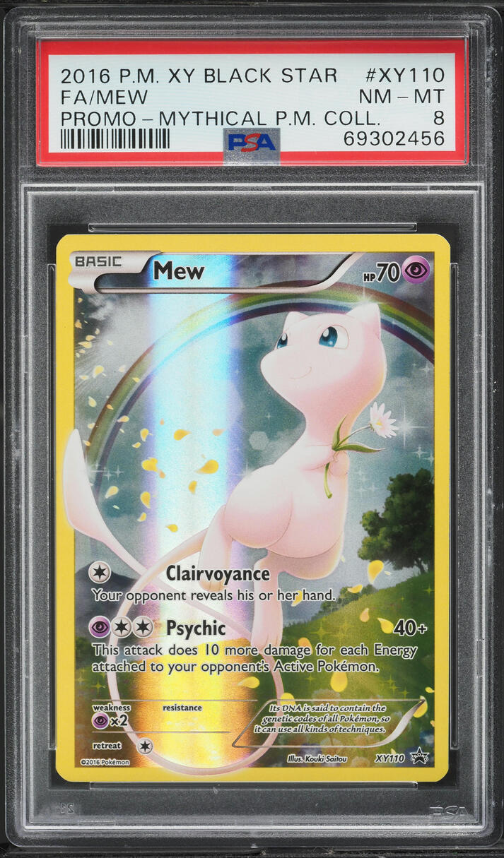 2016 Pokemon XY Black Star Promo Mythical Full Art Mew #XY110 PSA 8 NM ...