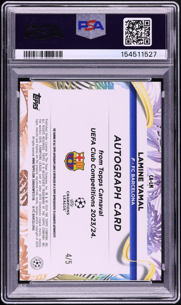 2023 Topps Carnaval UEFA Club Competitions Red Lamine Yamal ROOKIE AUTO ...