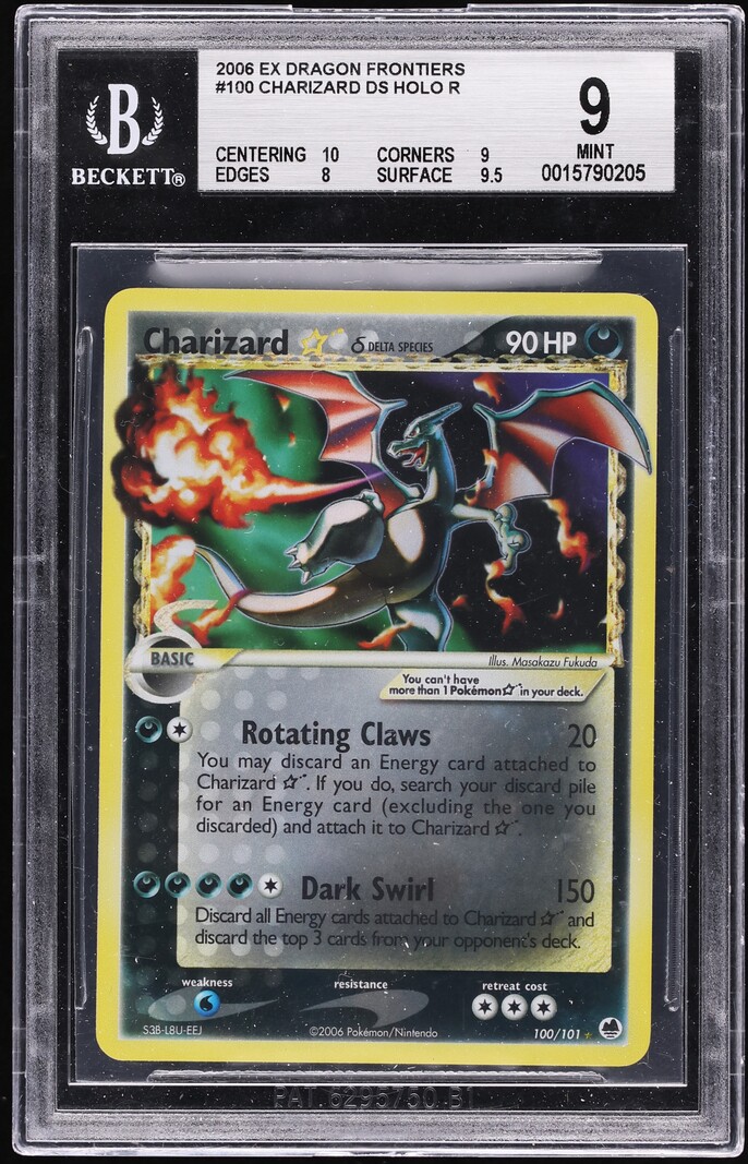 2006 Pokemon EX Dragon Frontiers Holo Charizard Gold Star #100 BGS 9 ...