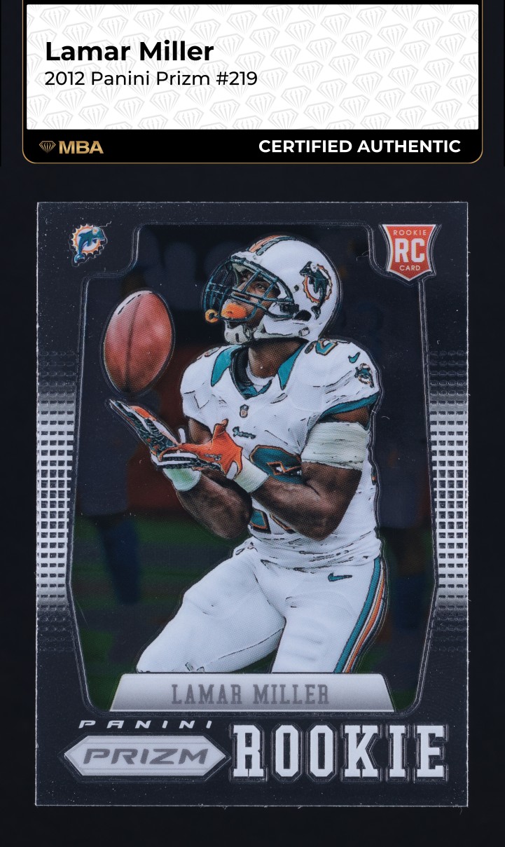 2012 Panini Prizm Lamar Miller ROOKIE #219 MBA AUTH on Fanatics Collect