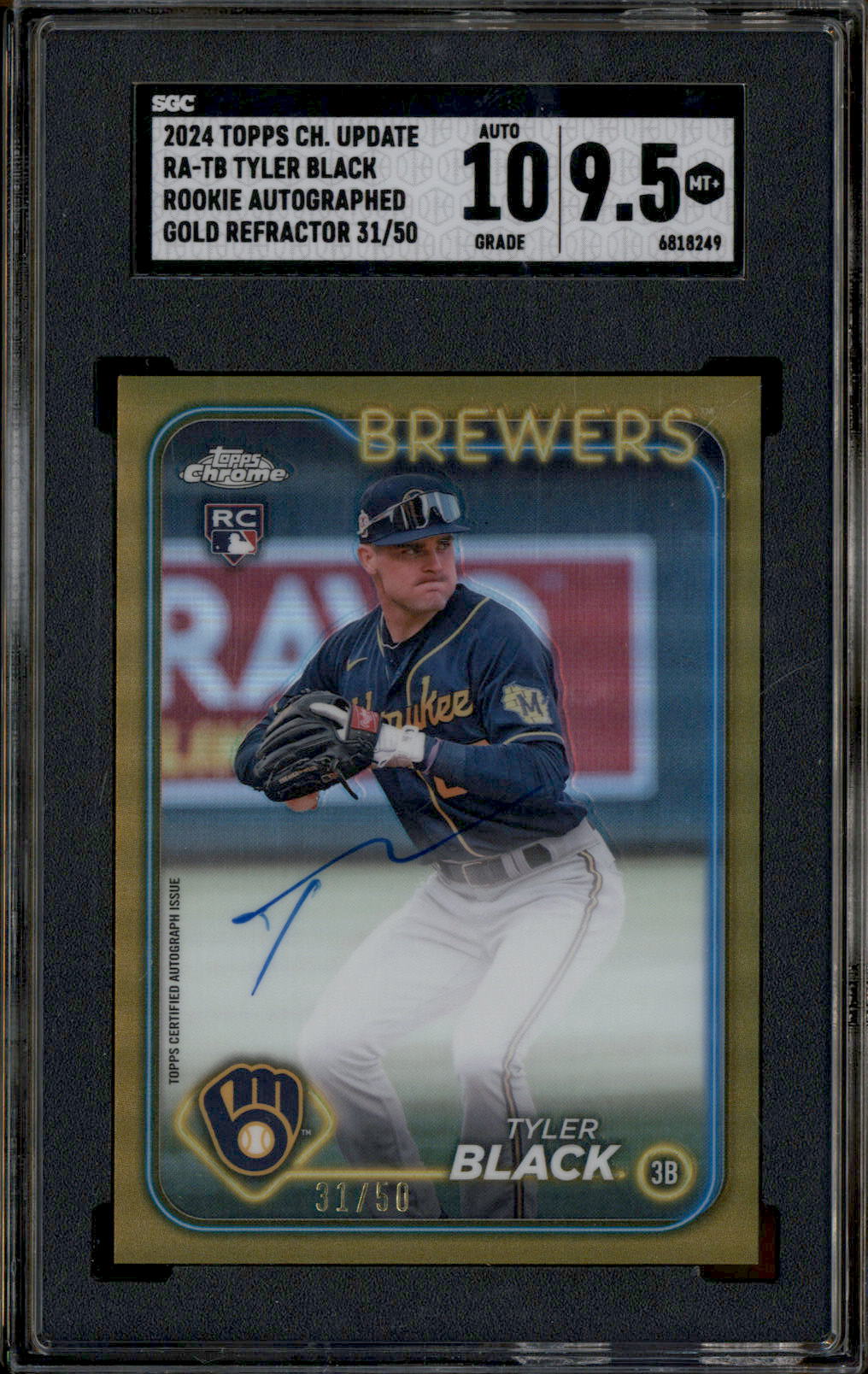 2024 Topps Chrome Rookie Autograph Gold Tyler Black RC Auto /50 SGC 9.5 ...