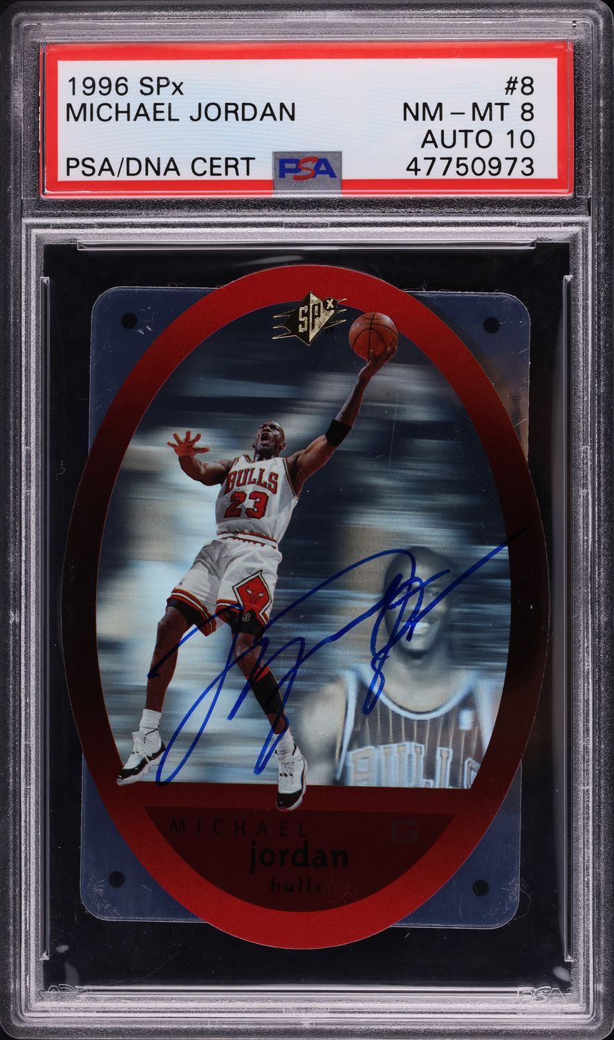1996 SPx Basketball Die-Cut Michael Jordan AUTO DNA 10 #8 PSA 8 NM-MT ...