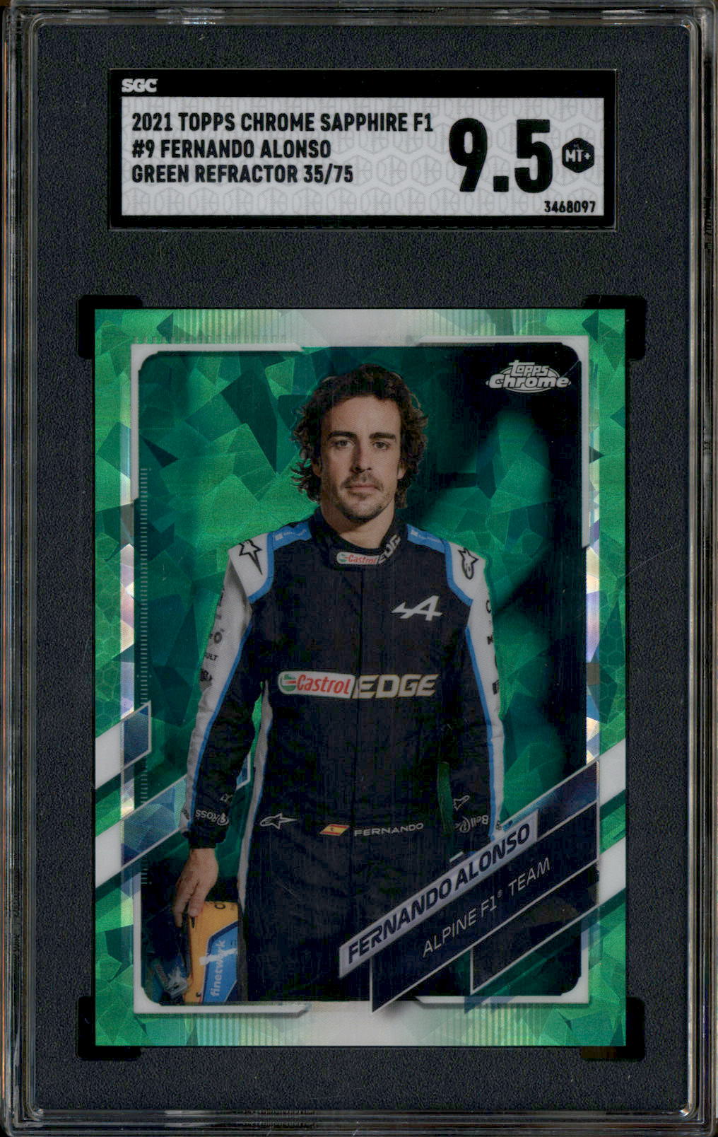 2021 Topps Chrome Sapphire F1 Green Refractor #9 Fernando Alonso /75 ...