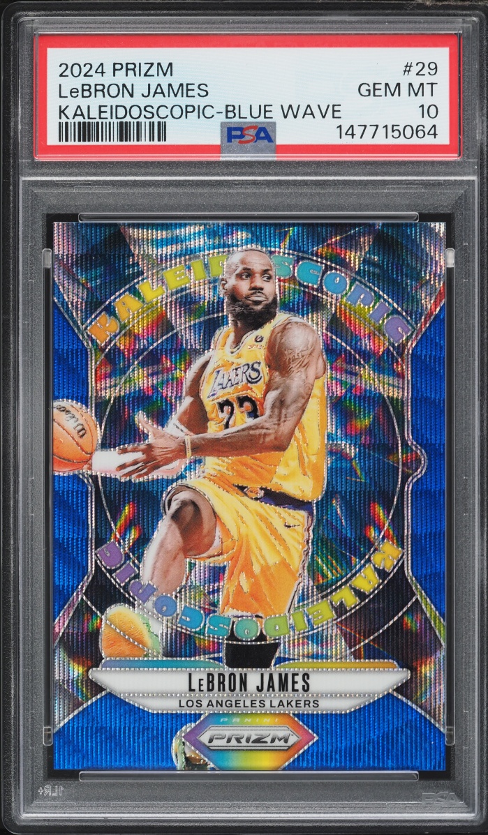 2024 Panini Prizm Kaleidoscopic Blue Wave LeBron James /175 #29 PSA 10 ...
