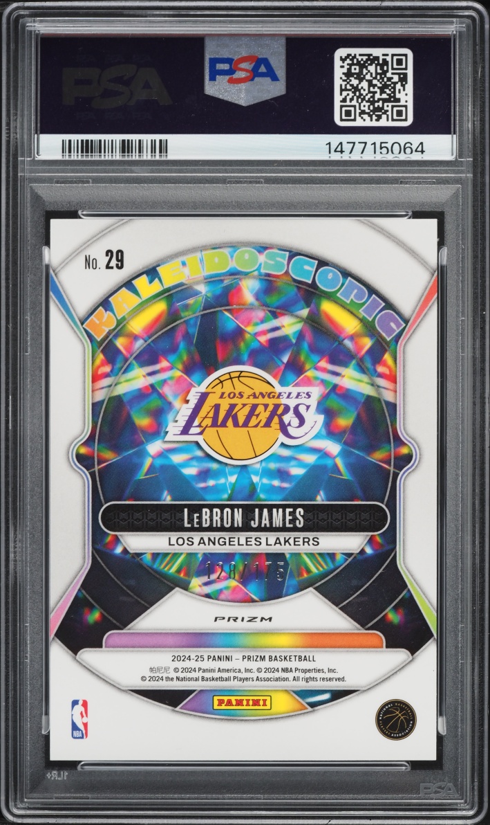 2024 Panini Prizm Kaleidoscopic Blue Wave LeBron James /175 #29 PSA 10 ...