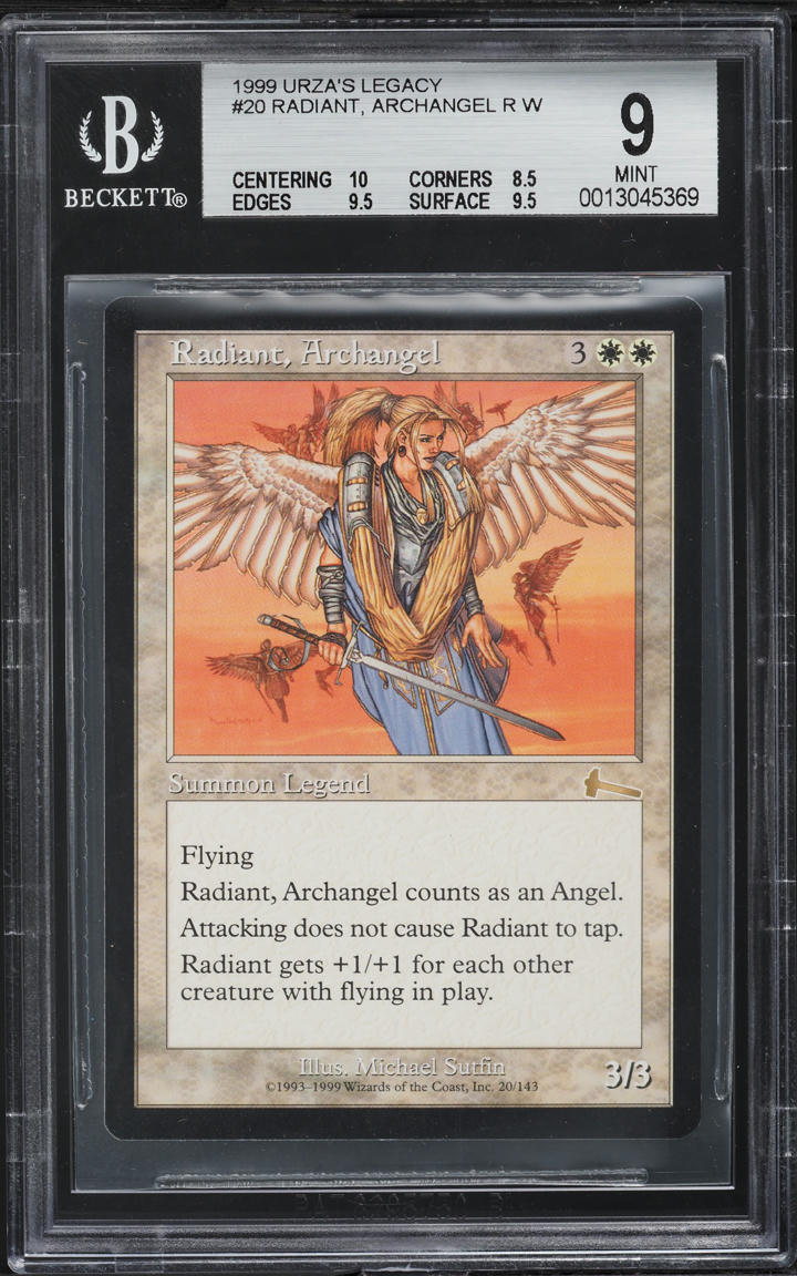 1999 Magic The Gathering MTG Urza's Legacy Radiant, Archangel BGS 9 ...