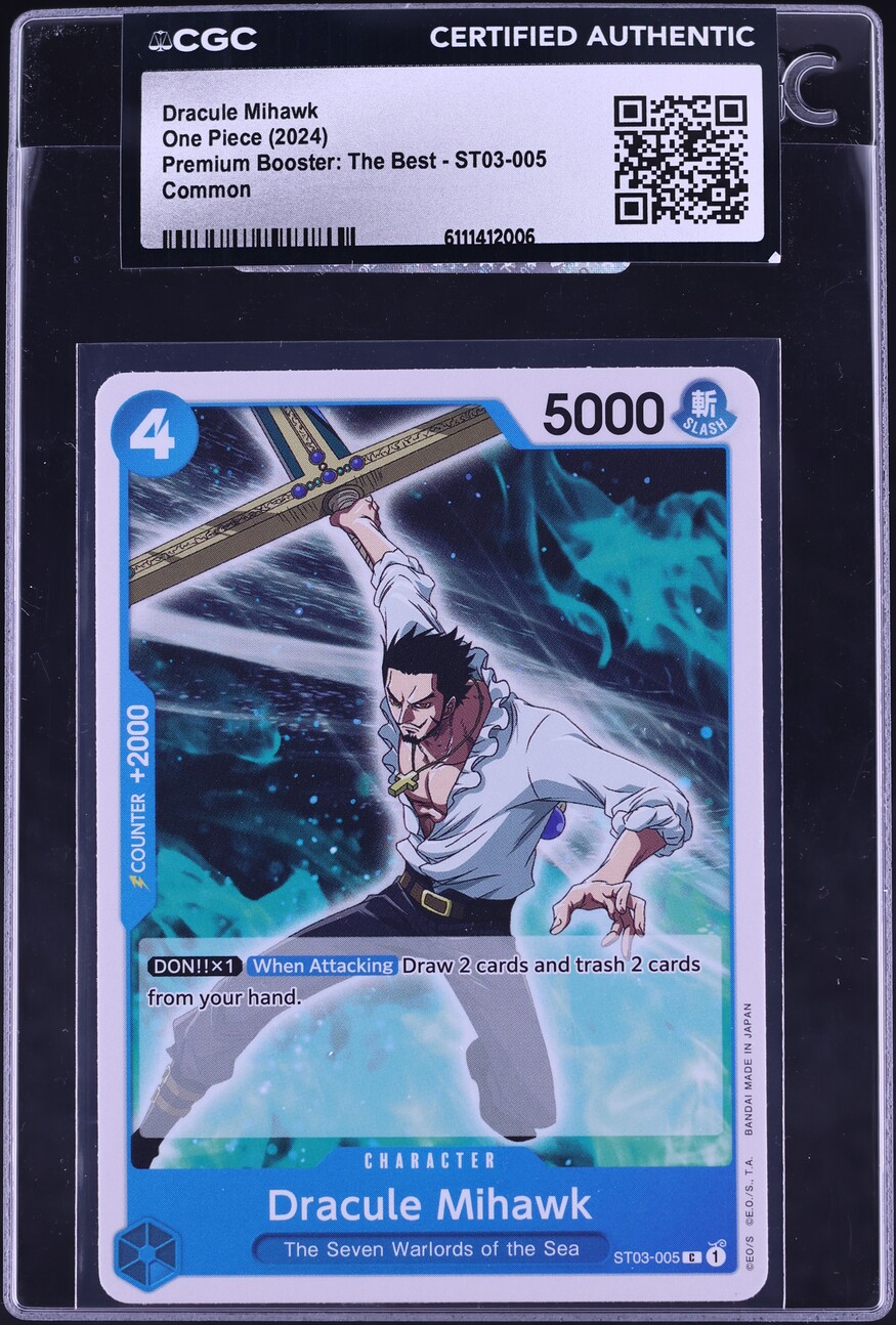 2024 One Piece Premium Booster The Best Dracule Mihawk #ST03-005 CGC AUTH on Fanatics Collect