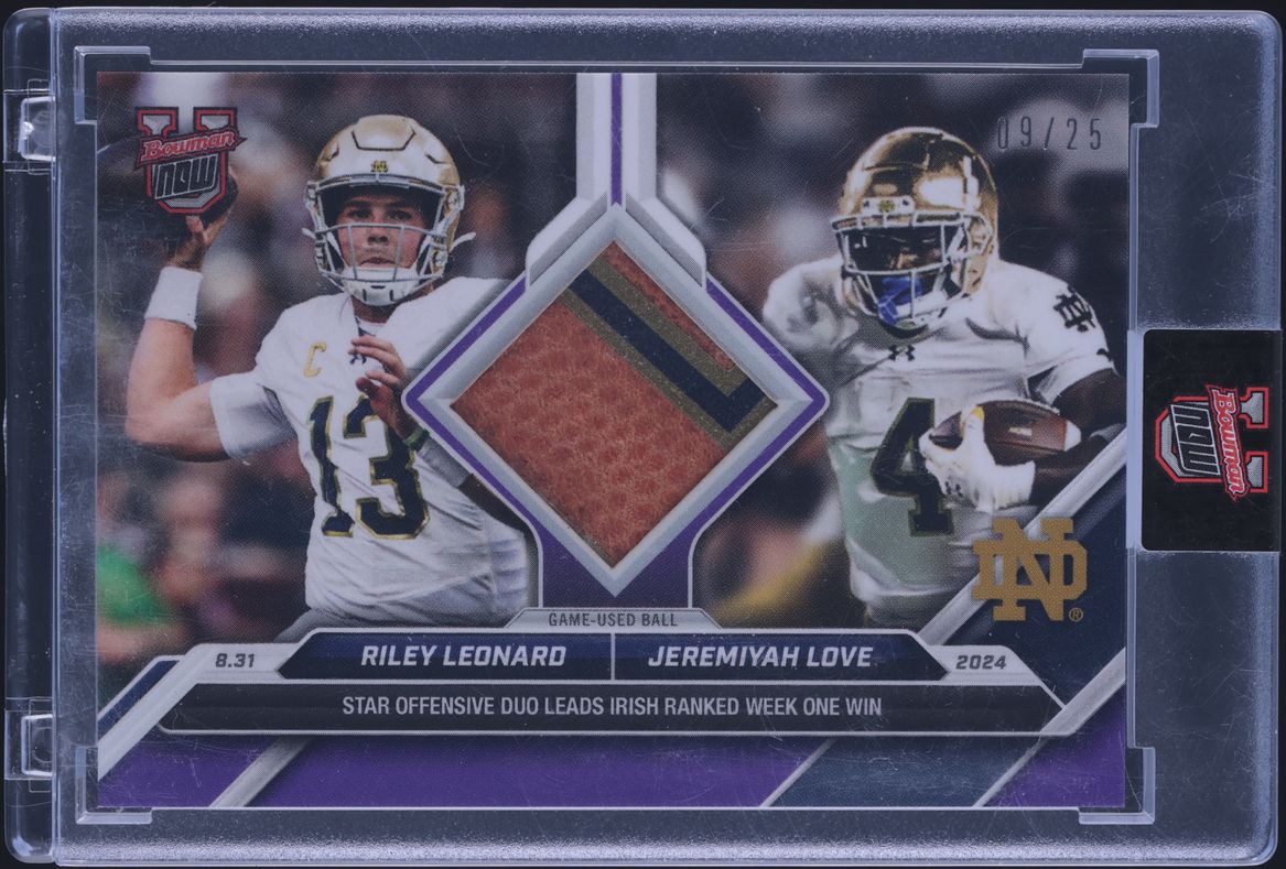 2024 Bowman Now U Game-Used Purple Riley Leonard & Jeremiyah Love RC ...