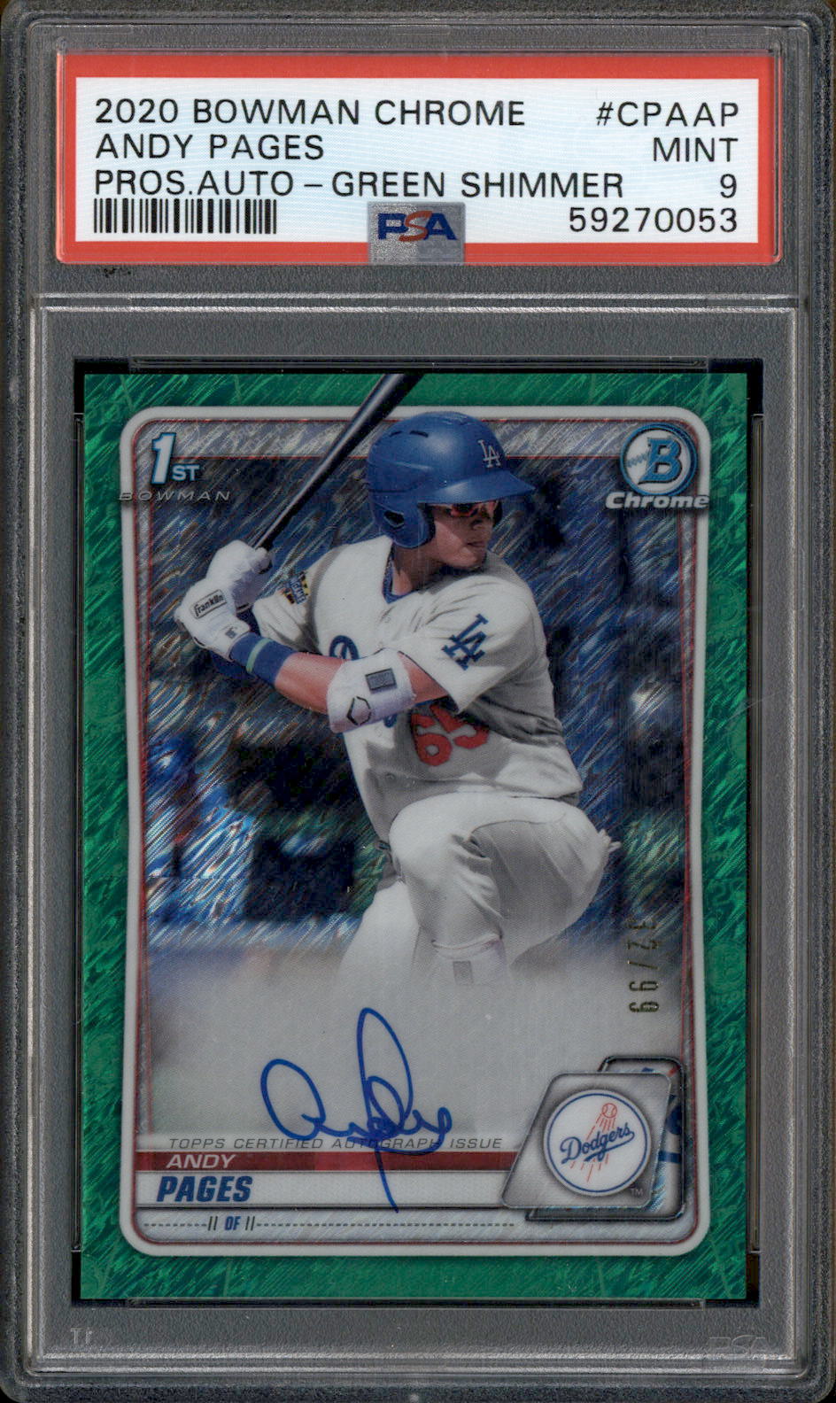 2020 Bowman Chrome Rookie Autograph Green Shimmer Andy Pages RC Auto ...