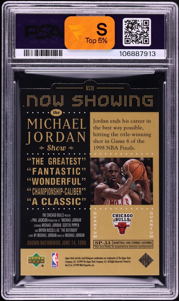 1999 Upper Deck Now Showing Level 2 Michael Jordan /25 #NS30 PSA 8 NM ...