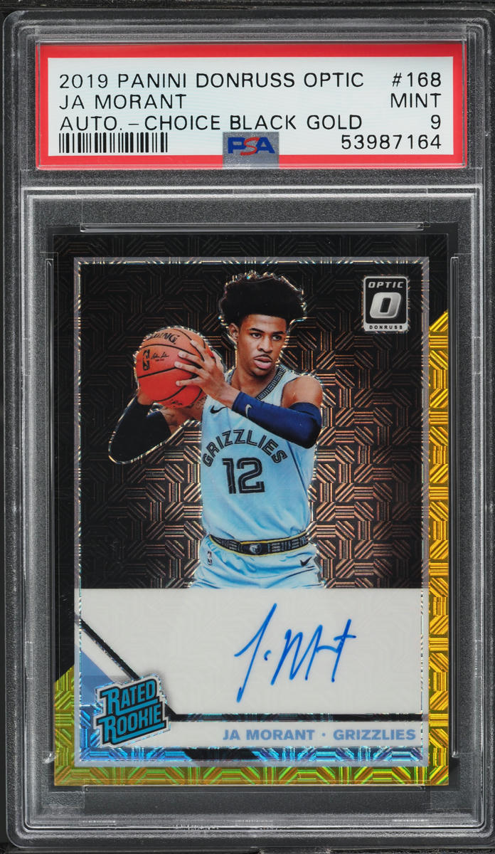 2019 Donruss Optic Choice Black Gold Ja Morant ROOKIE AUTO /8 #168 PSA ...