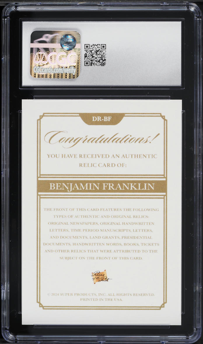 2024 Pieces Of The Past Dual Relic Benjamin Franklin PATCH #DR-BF CGC 9 ...