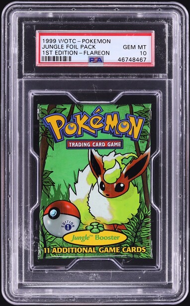 1999 Pokemon Jungle 1st Edition Booster Pack Flareon Art PSA 10 GEM ...