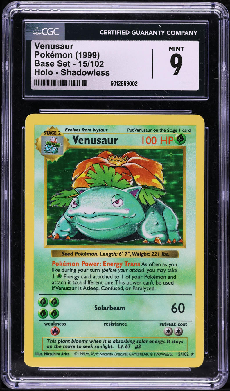 1999 Pokemon Base Set Shadowless Holo Venusaur #15 CGC 9 MINT on ...