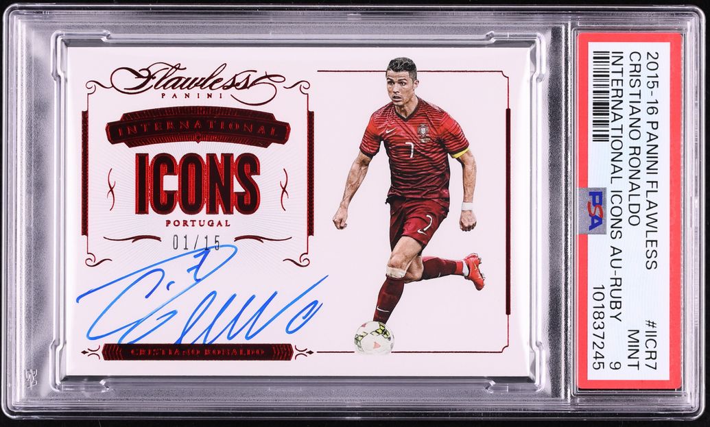2015 Panini Flawless International Icons Ruby Cristiano Ronaldo AUTO 1/ ...