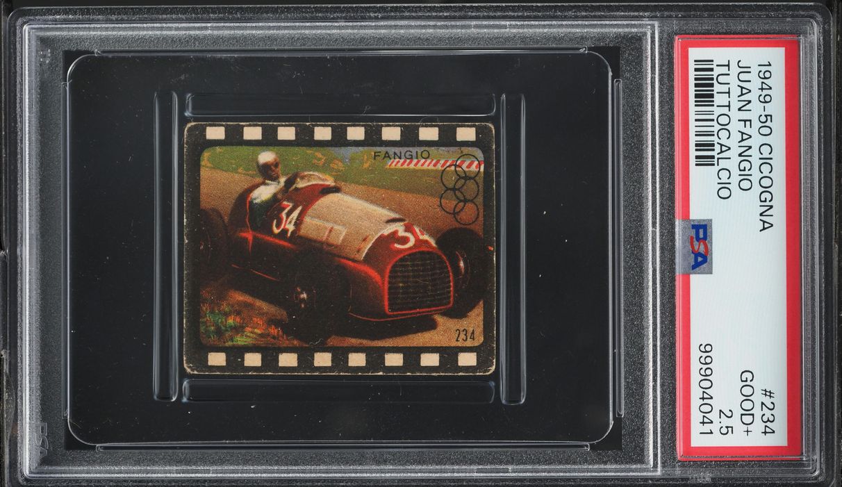 1949 Cicogna Tuttocalcio Juan Manuel Fangio ROOKIE #234 PSA 2.5 GD+ on ...
