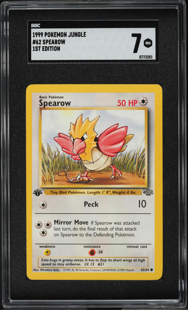 1999 Pokemon Jungle 1st Edition Spearow #62 SGC 7 NRMT on Fanatics Collect