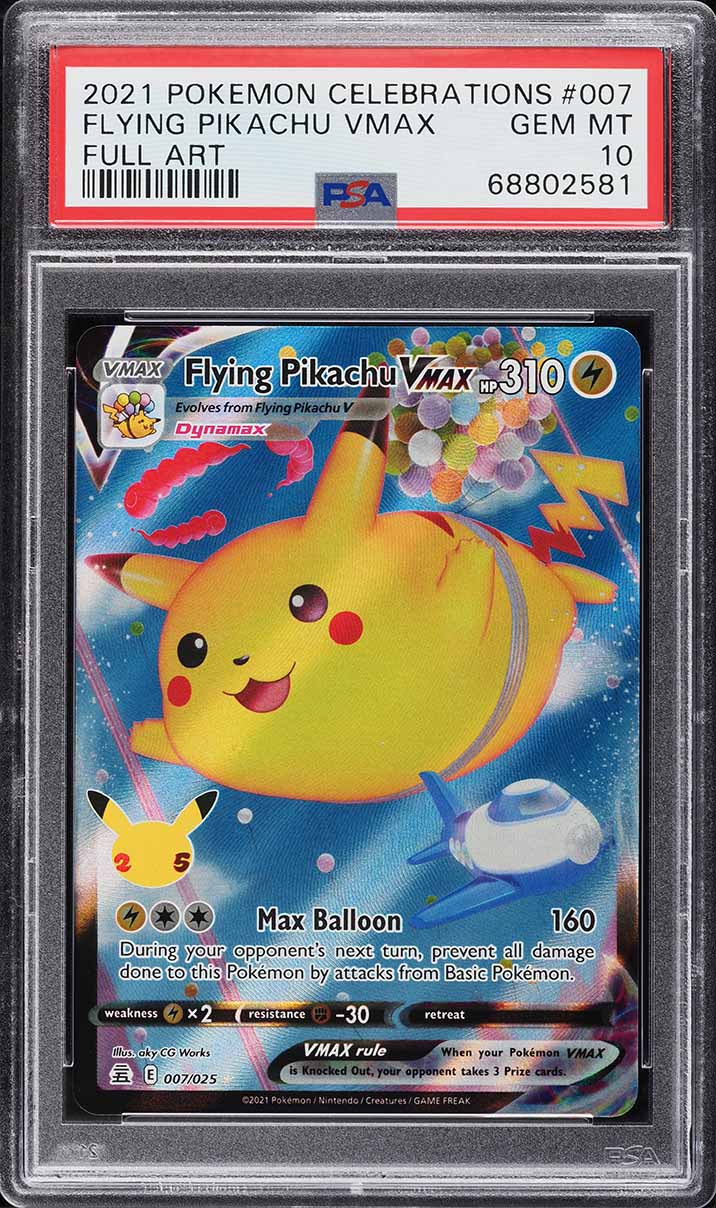 2021 Pokemon SWSH Celebrations Full Art Flying Pikachu VMAX #7 PSA 10 ...