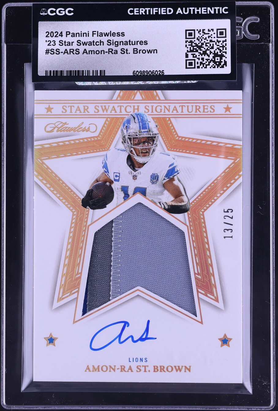 2024 Panini Flawless '23 Star Swatch Amon-Ra St. Brown PATCH AUTO /25 # ...