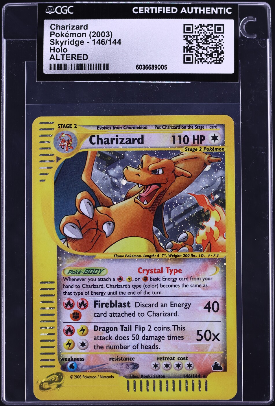 2003 Pokemon Skyridge Holo Crystal Charizard #146 CGC AUTH, ALTERED on ...
