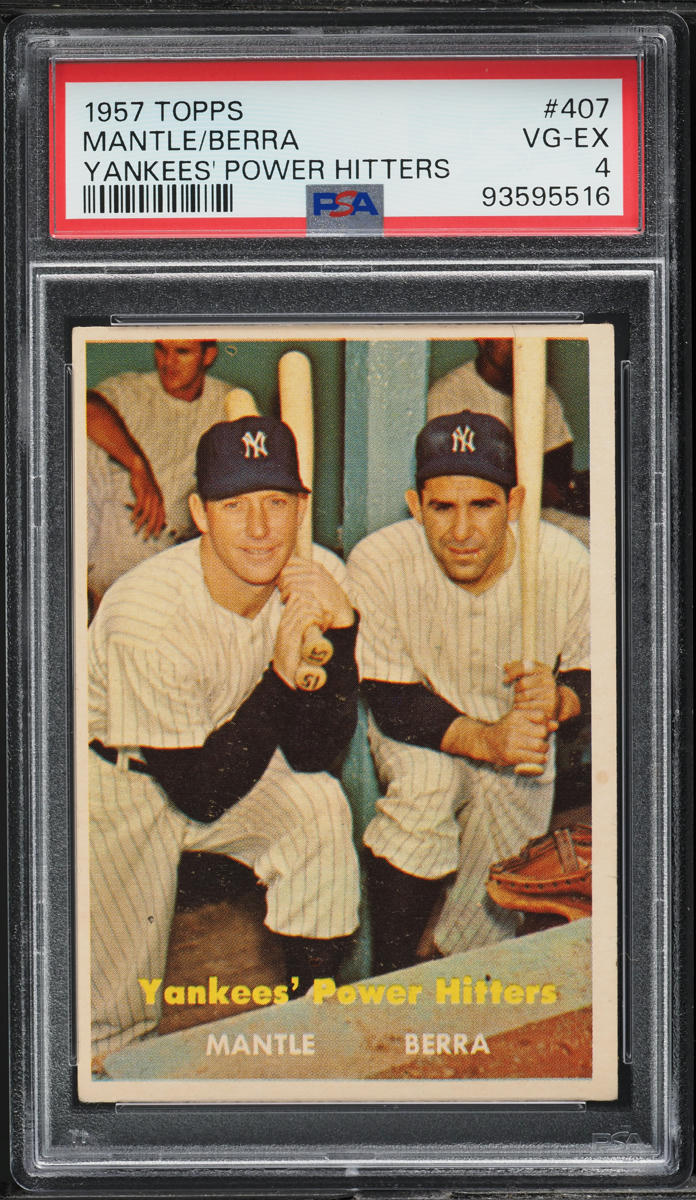 1957 Topps Mickey Mantle & Yogi Berra POWER HITTERS #407 PSA 4 VGEX on ...