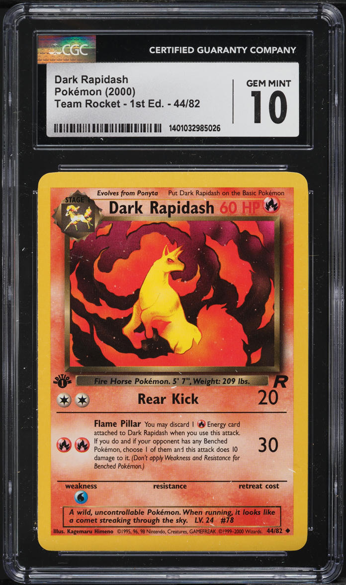 2000 Pokemon Team Rocket 1st Edition Dark Rapidash #44 CGC 10 GEM MINT on Fanatics Collect