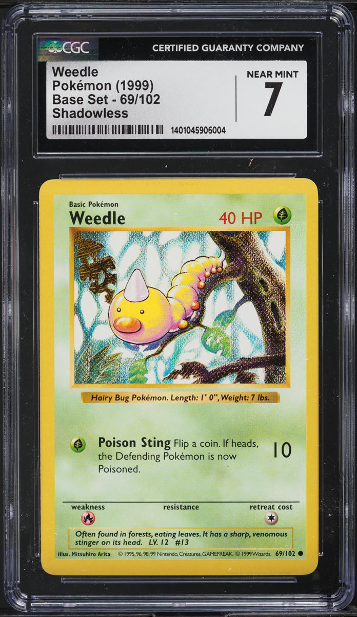 1999 Pokemon Base Set Shadowless Weedle #69 CGC 7 NRMT on Fanatics Collect