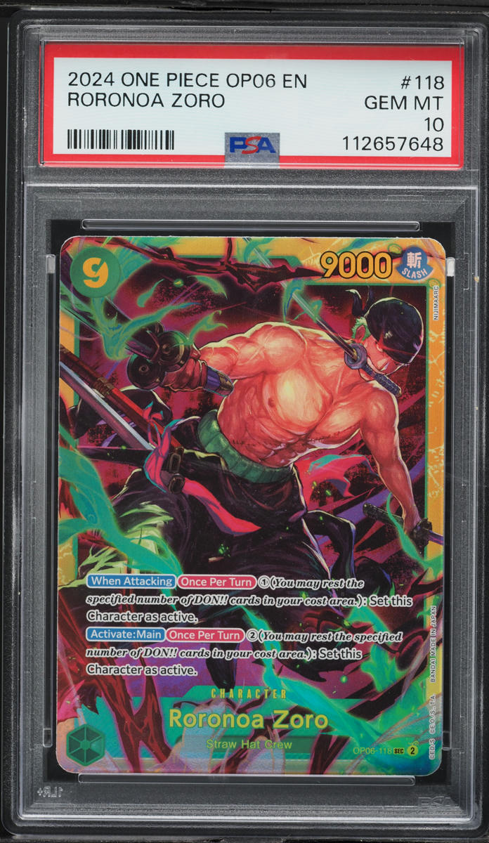 2024 One Piece Wings Of The Captain Roronoa Zoro #OP06-118 PSA 10 GEM ...