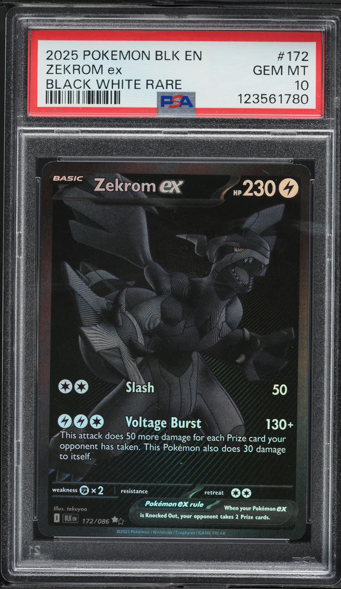2025 Pokemon SV Black Bolt Black White Rare Zekrom ex #172 PSA 10 GEM ...