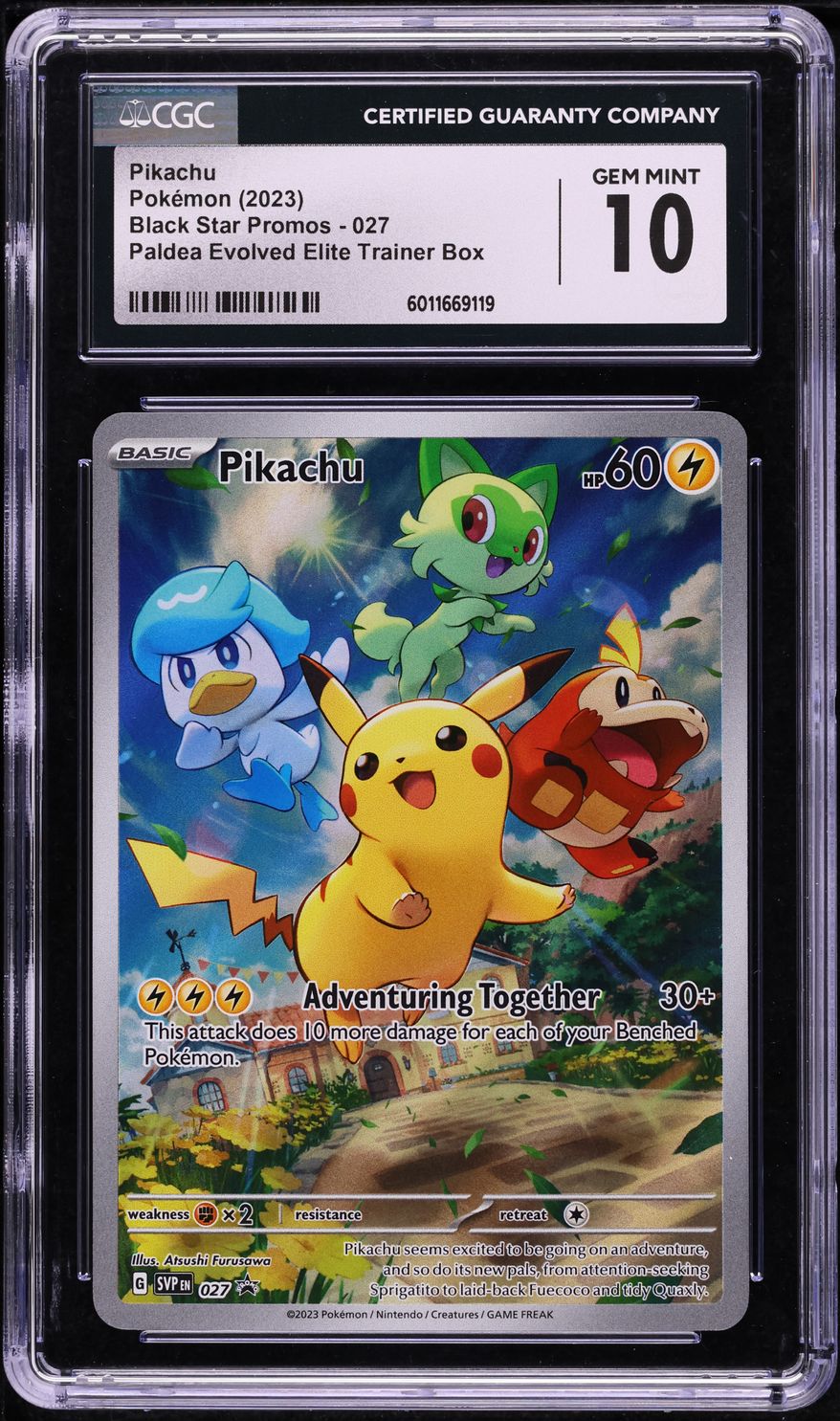 2023 Pokemon SV Black Star Promo Paldea Evolved ETB Pikachu #27 CGC 10 GEM MINT on Fanatics Collect