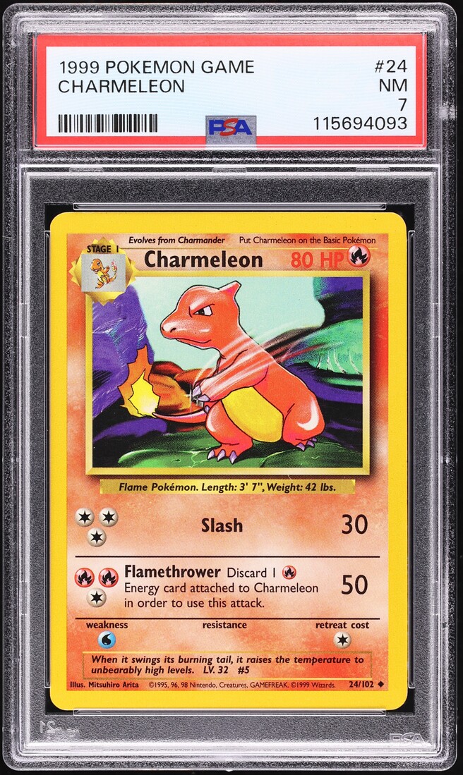 1999 Pokemon Base Set Charmeleon #24 PSA 7 NRMT on Fanatics Collect