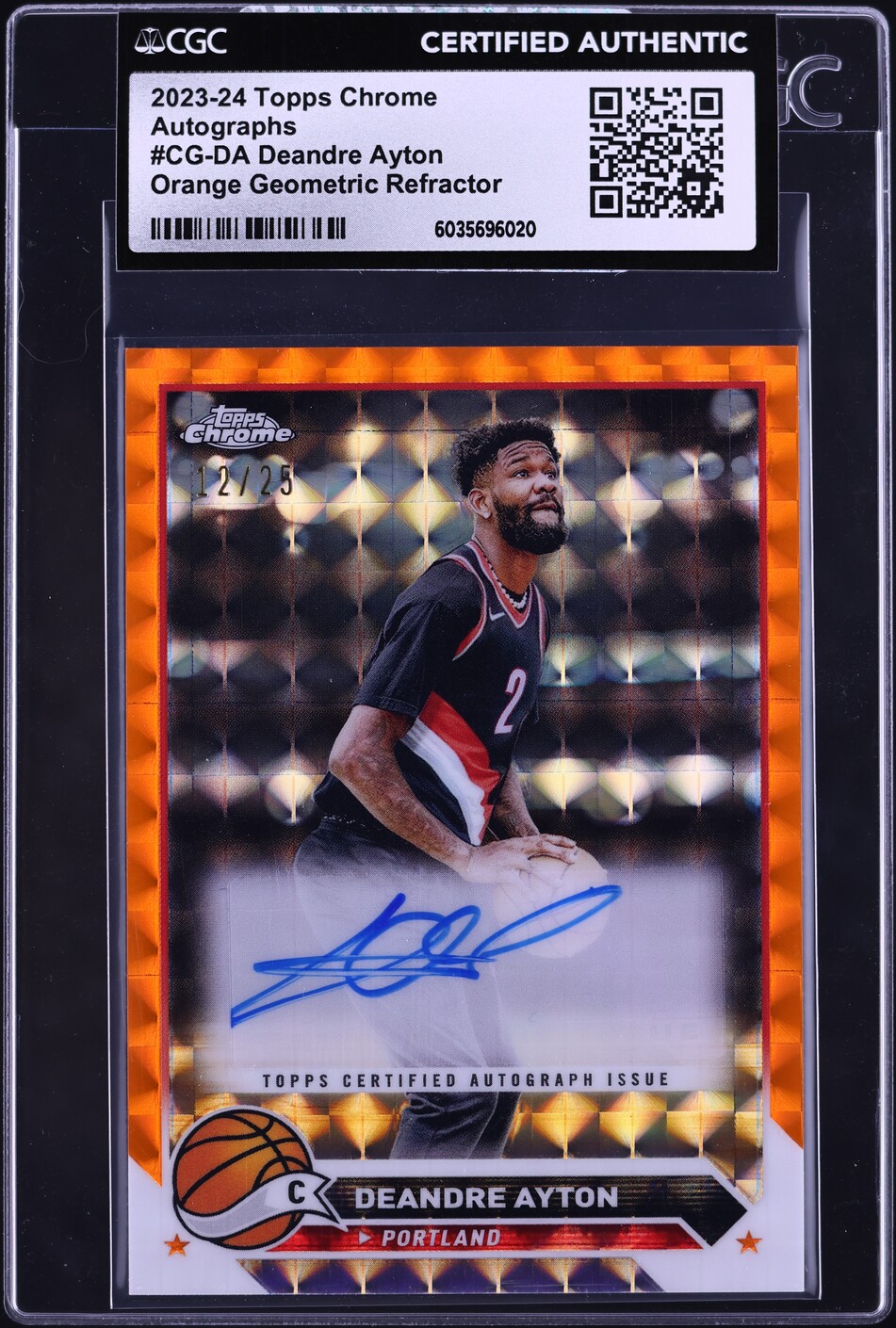 2023 Topps Chrome Orange Geometric Refractor Deandre Ayton AUTO /25 CGC ...