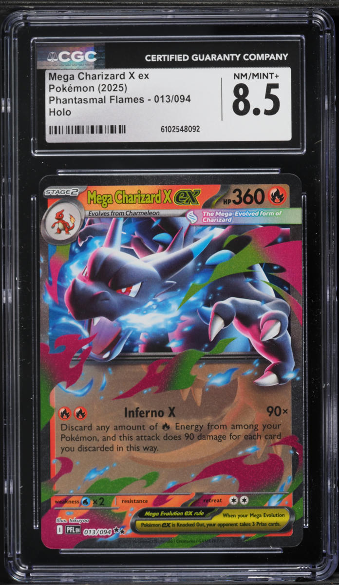 2025 Pokemon Mega Phantasmal Flames Holo Mega Charizard X ex #13 CGC 8. ...