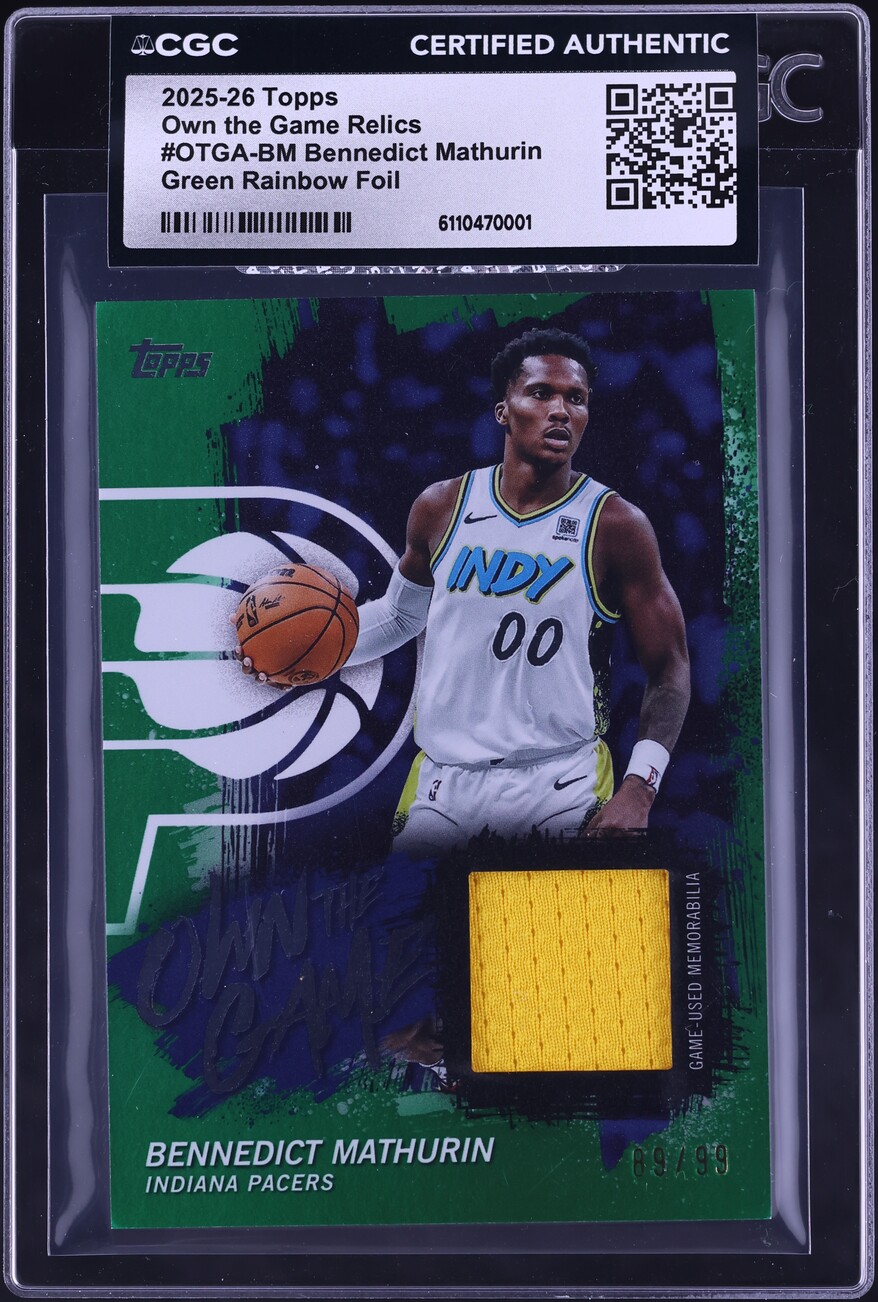 2025 Topps Own The Game Green Rainbow Foil Bennedict Mathurin PATCH /99 ...