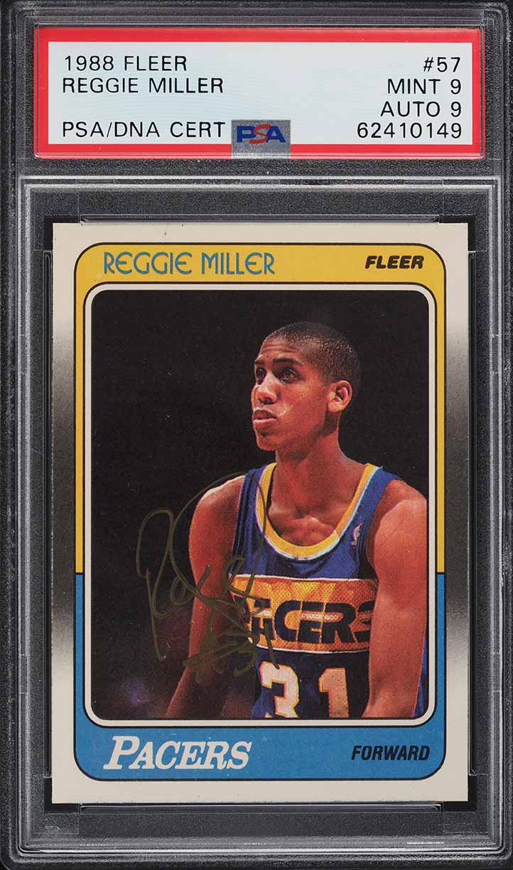 1988 Fleer Basketball Reggie Miller ROOKIE AUTO DNA 9 #57 PSA 9 MINT on ...