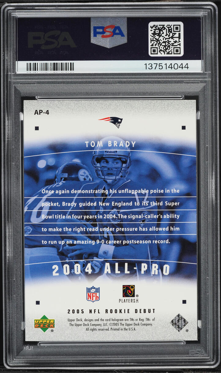 2005 Upper Deck Rookie Debut All-Pro Tom Brady #AP-4 PSA 5 EX on ...