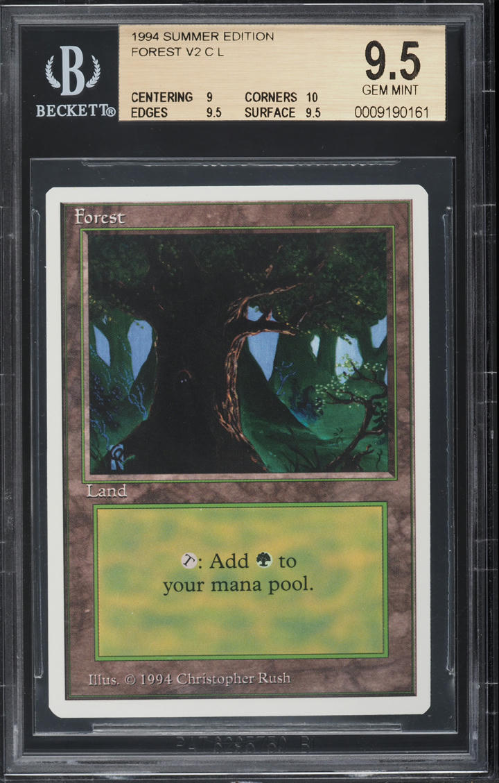1994 Magic The Gathering MTG Summer Edition Forest V2 BGS 9.5 GEM MINT ...