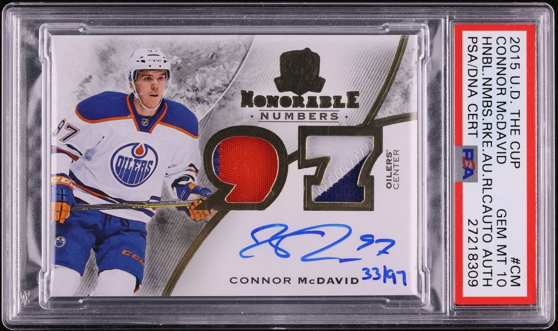 2015 UD The Cup Honorable Numbers Connor McDavid RC PATCH AUTO DNA /97 ...