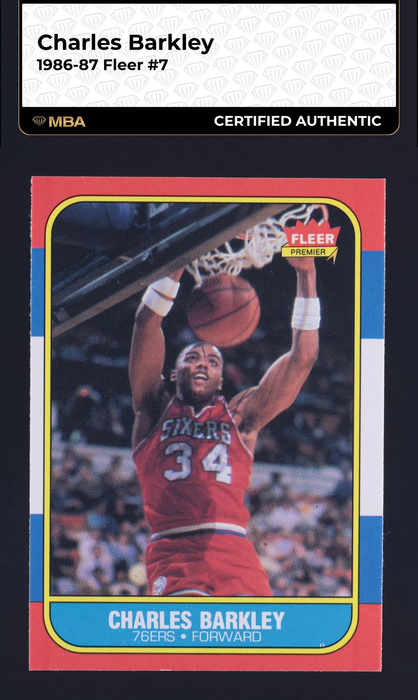 1986 Fleer Basketball Charles Barkley ROOKIE #7 MBA AUTH on Fanatics ...