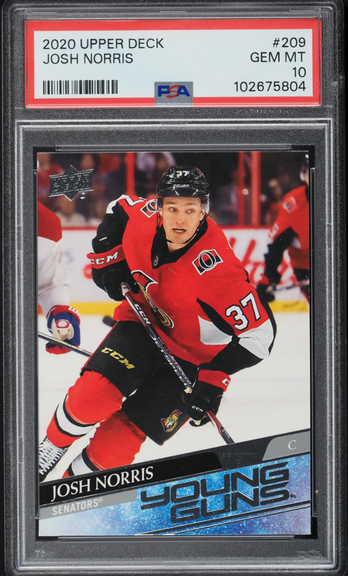 2020 Upper Deck Young Guns Josh Norris ROOKIE #209 PSA 10 GEM MINT on ...