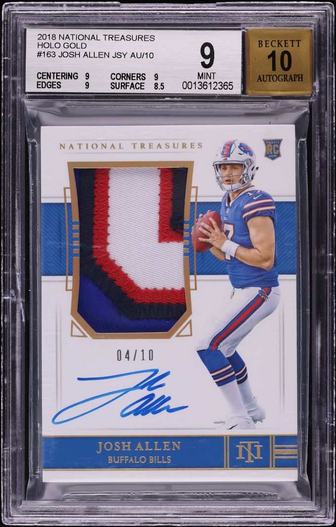 2018 National Treasures Holo Gold Josh Allen ROOKIE PATCH AUTO /10 BGS ...