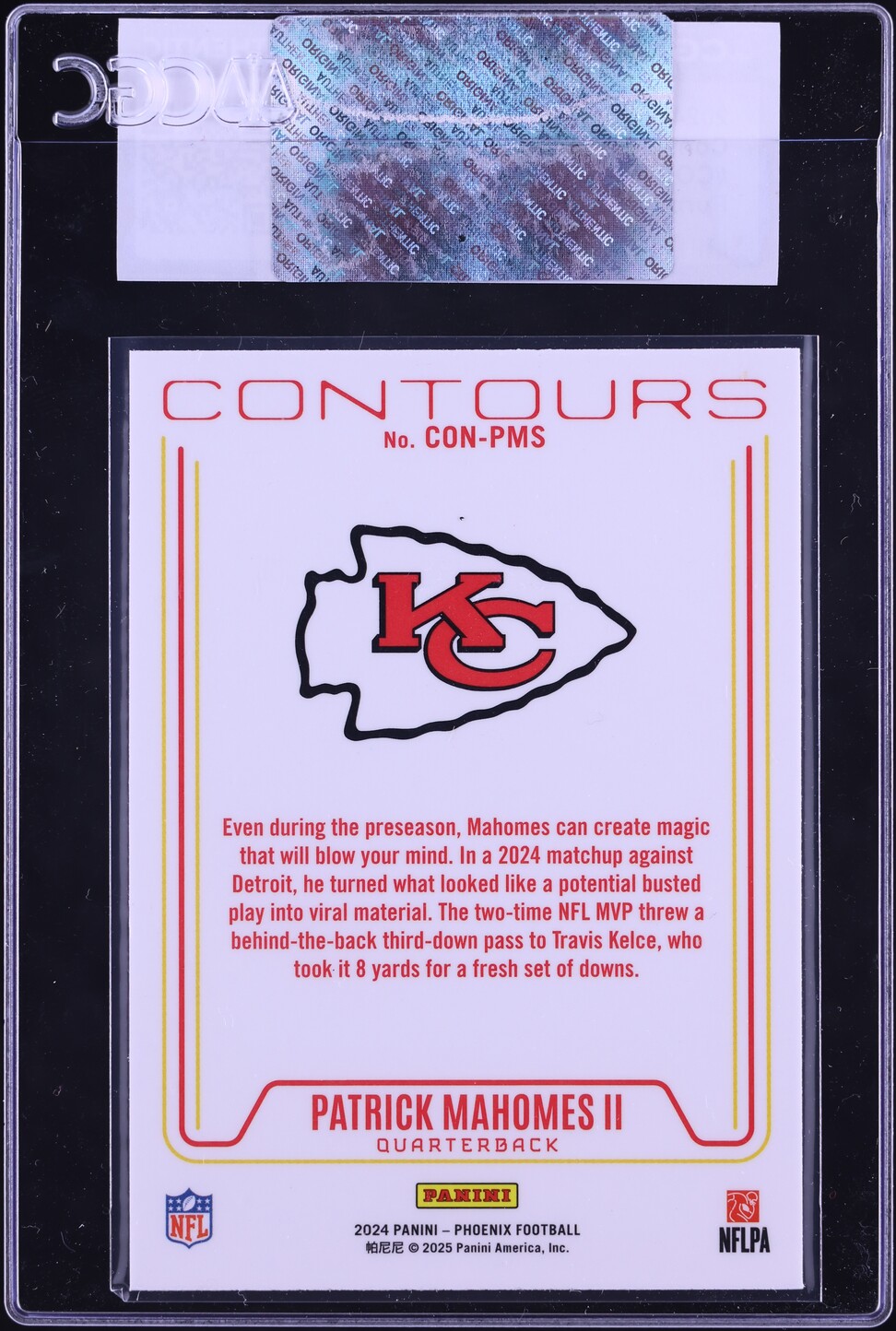 2024 Panini Phoenix Contours Purple Patrick Mahomes II #CON-PMS CGC ...
