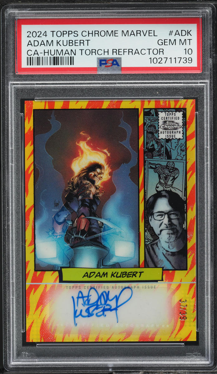 2024 Topps Chrome Marvel Artist Human Torch Adam Kubert AUTO /39 PSA 10 ...